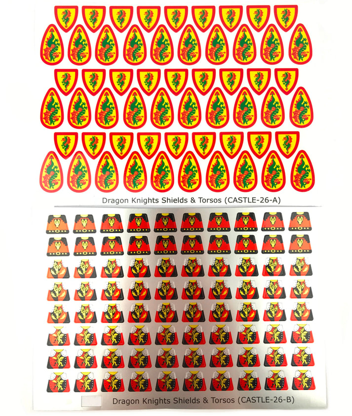 Dragon Knights: Torso & Shield Stickers (CASTLE-DK-02) – StickyBrickit